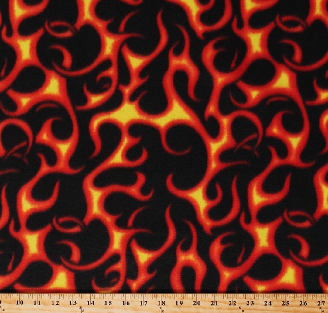 Fleece Fire Flames on Black Firefighters Firefighting Hot Rod Fleece ...