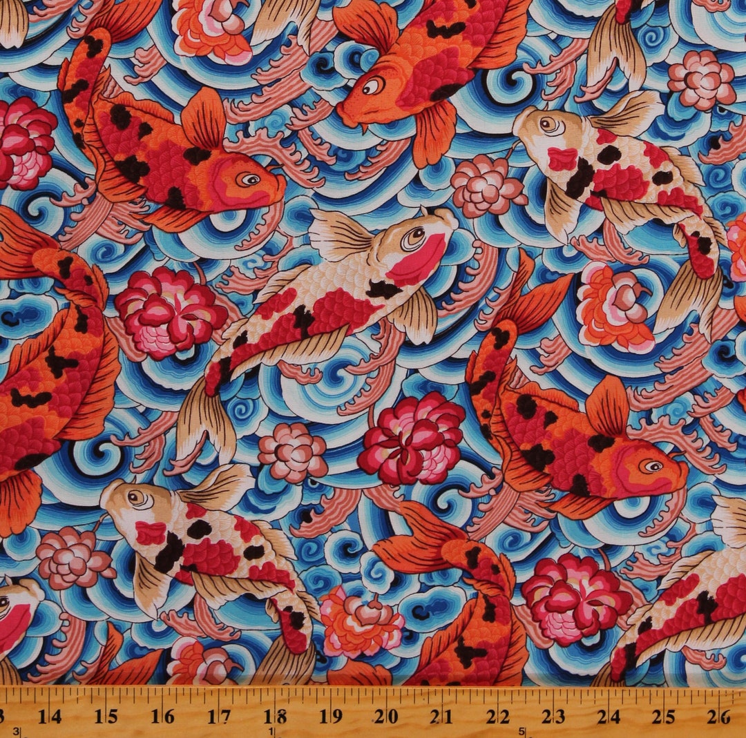 Cotton Koi Fish Colorful Koi Pond Asian Carps Culture Silk Road Leaping ...