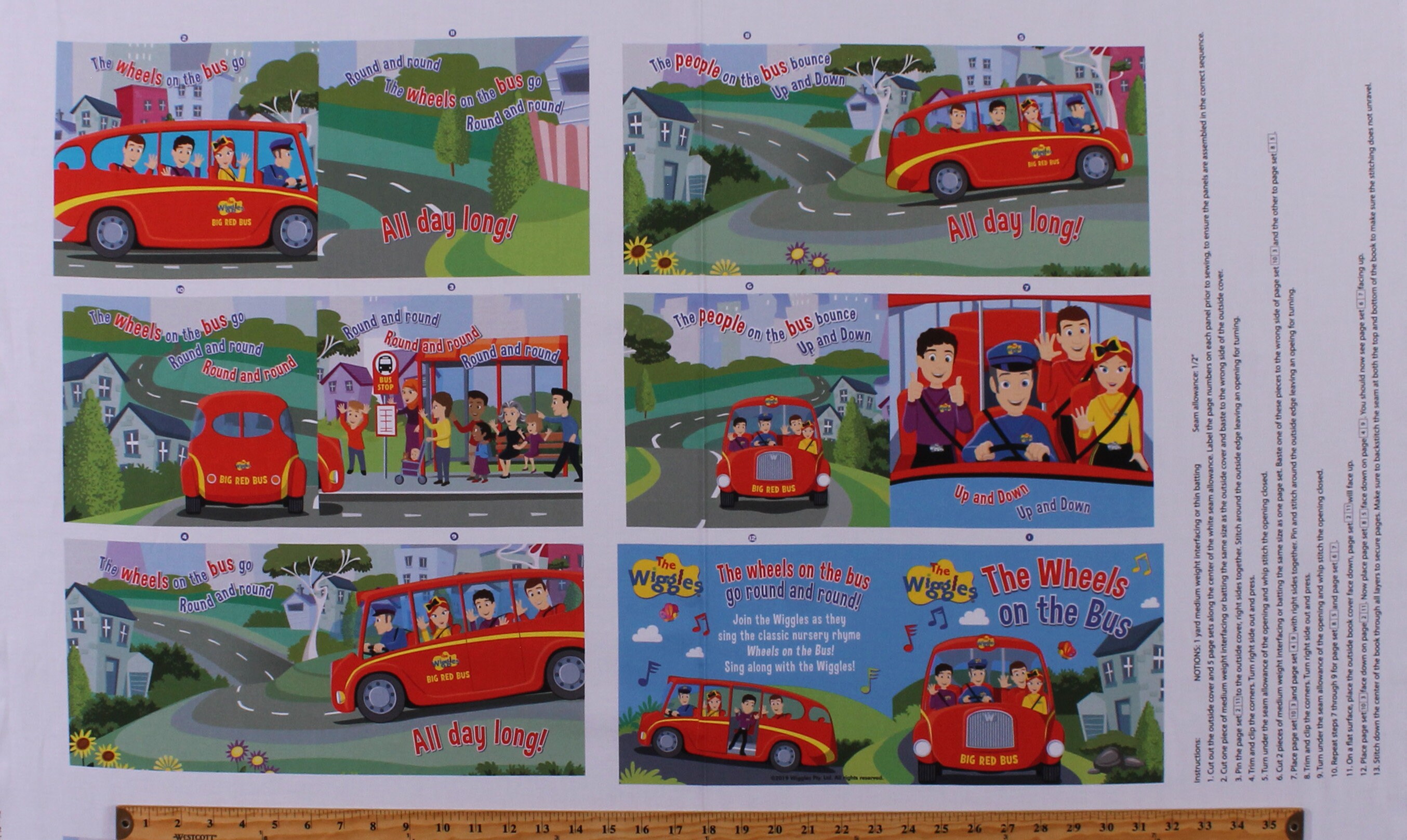 24.75 X 44 Panel Ready, Steady, Wiggles the Wheels on the Bus Kids ...