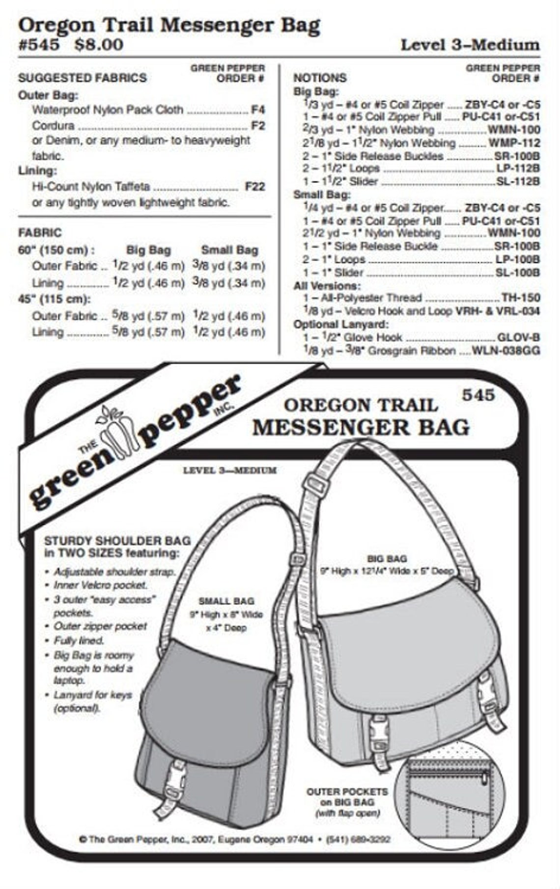 Oregon Trail Messenger Bag Pack Purse Shoulder Bags #545 Sewing Pattern ...