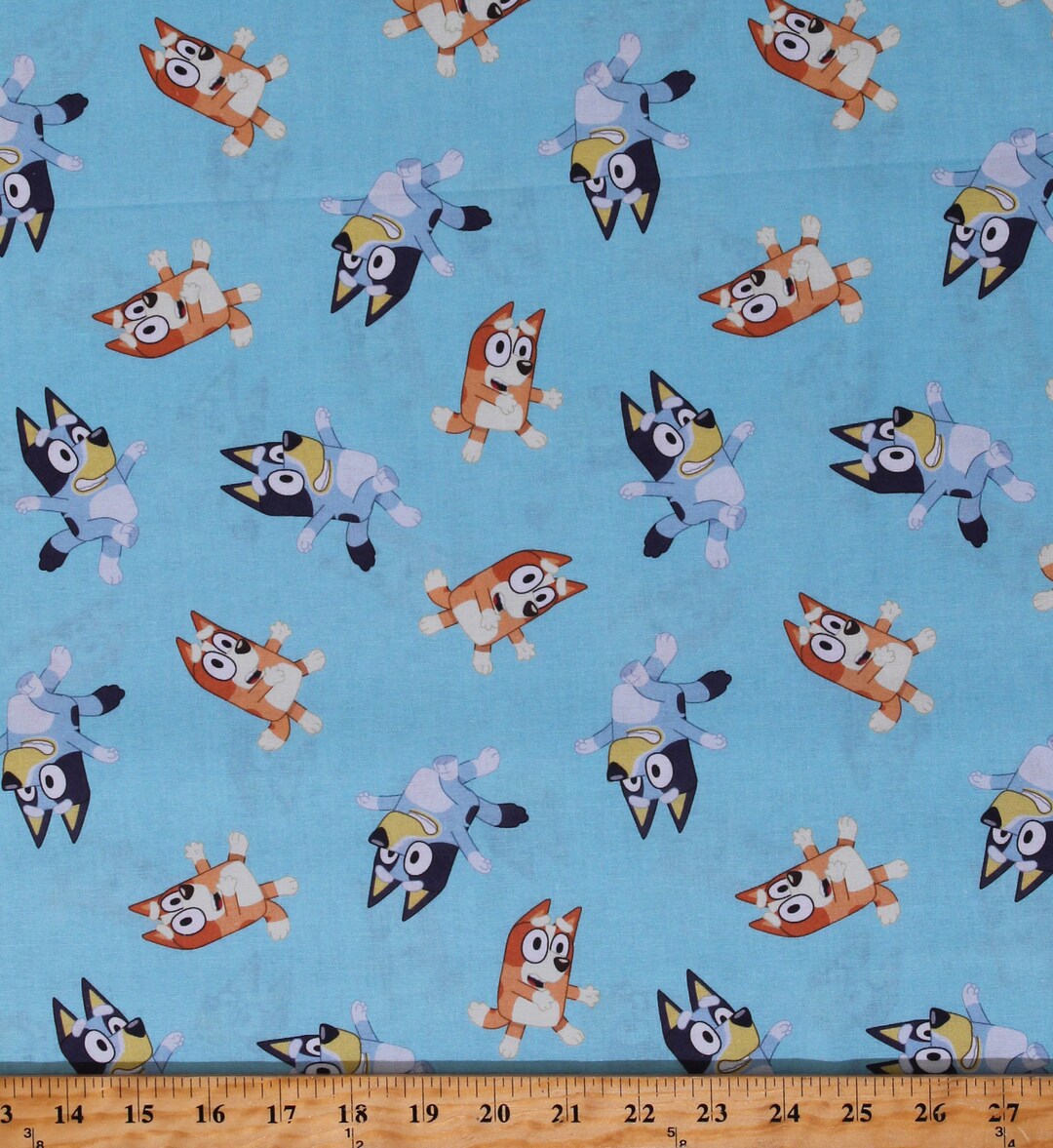Cotton Bluey and Bingo Dogs Kids Children's Characters Blue Cotton ...