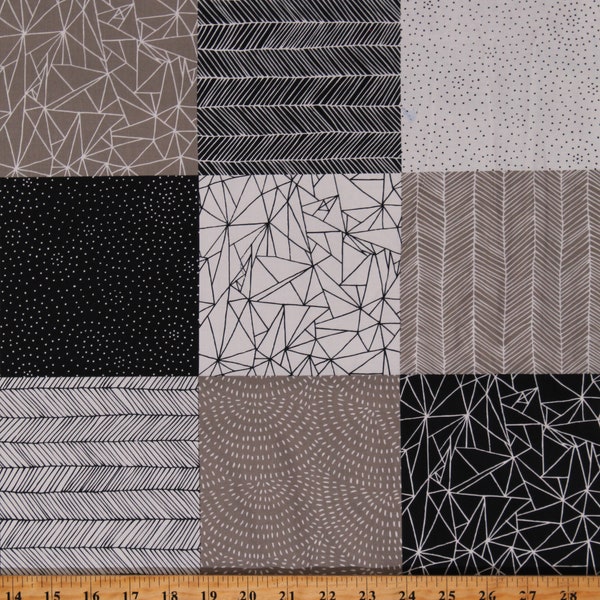 Black and White Geometric Shapes Quilting Fabric - Etsy