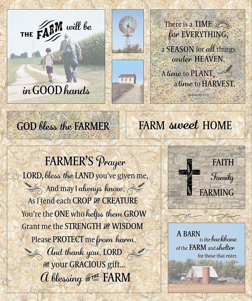 36" X 44" Panel Tonga Farm Sweet Home God Bless the Farmer Faith Prayer ...