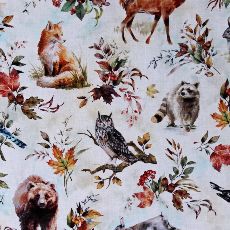 Woodland Animal Fabric - Etsy