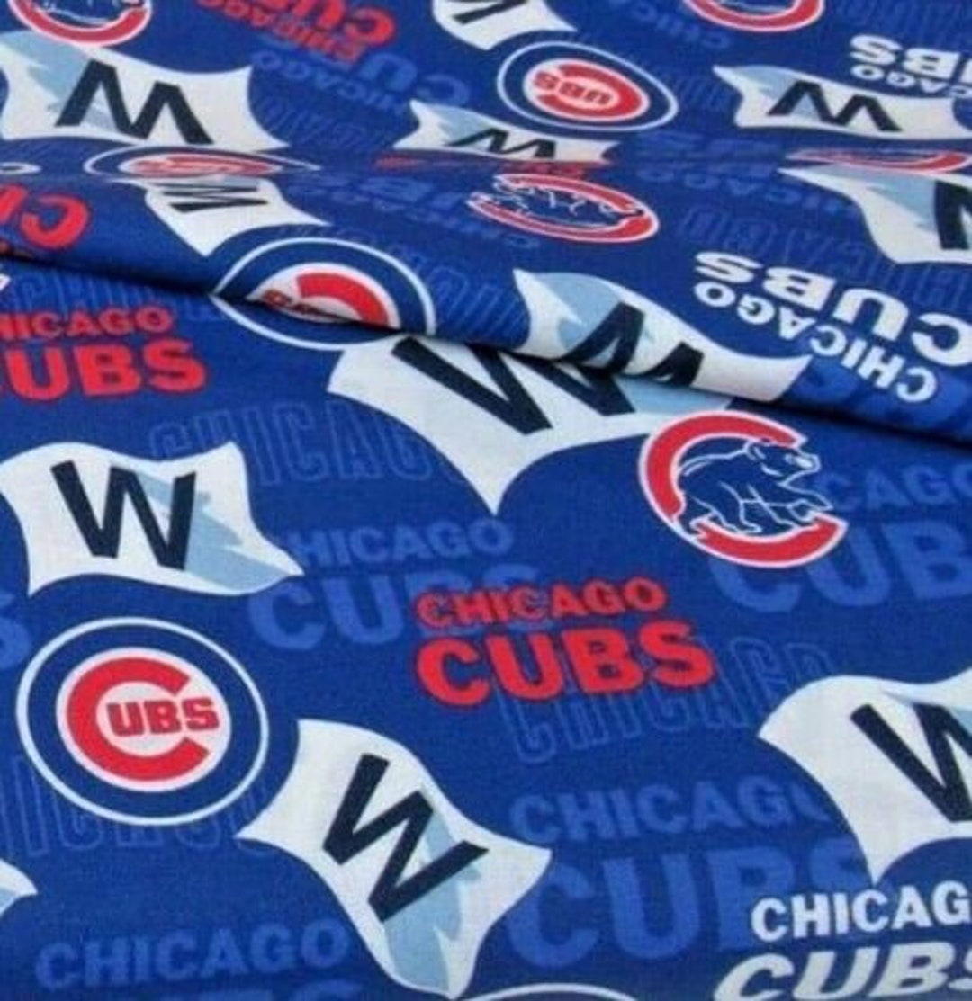 Cotton Chicago Cubs Win Sign Blue MLB Pro Baseball Sports Team 45 Wide ...