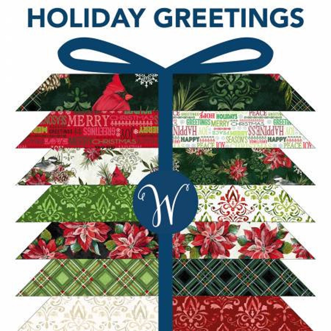 Fat Quarter Bundle - Holiday Greetings Christmas Winter Quilter's ...