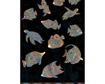 Gold Fish Fabric Panel Blue - Etsy