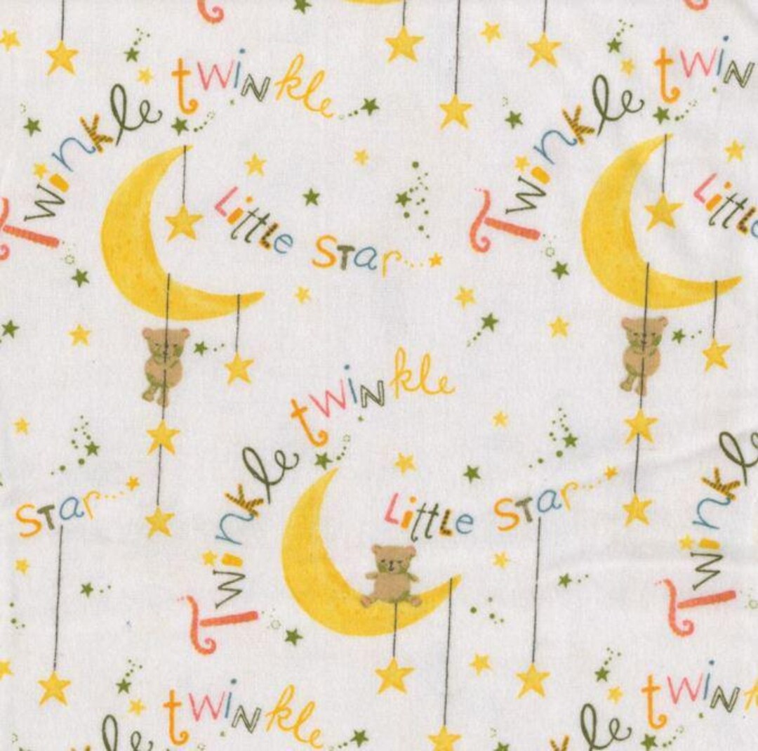 Flannel Words Writing Baby Twinkle Twinkle on White Bears Moon AE ...