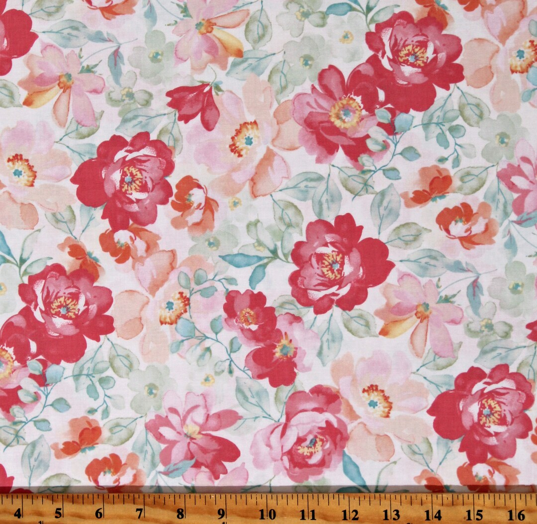 Cotton Roses Flowers Floral Sweet Baby Rose Cotton Fabric Print by the Yard (570-99) D138.31 - Etsy