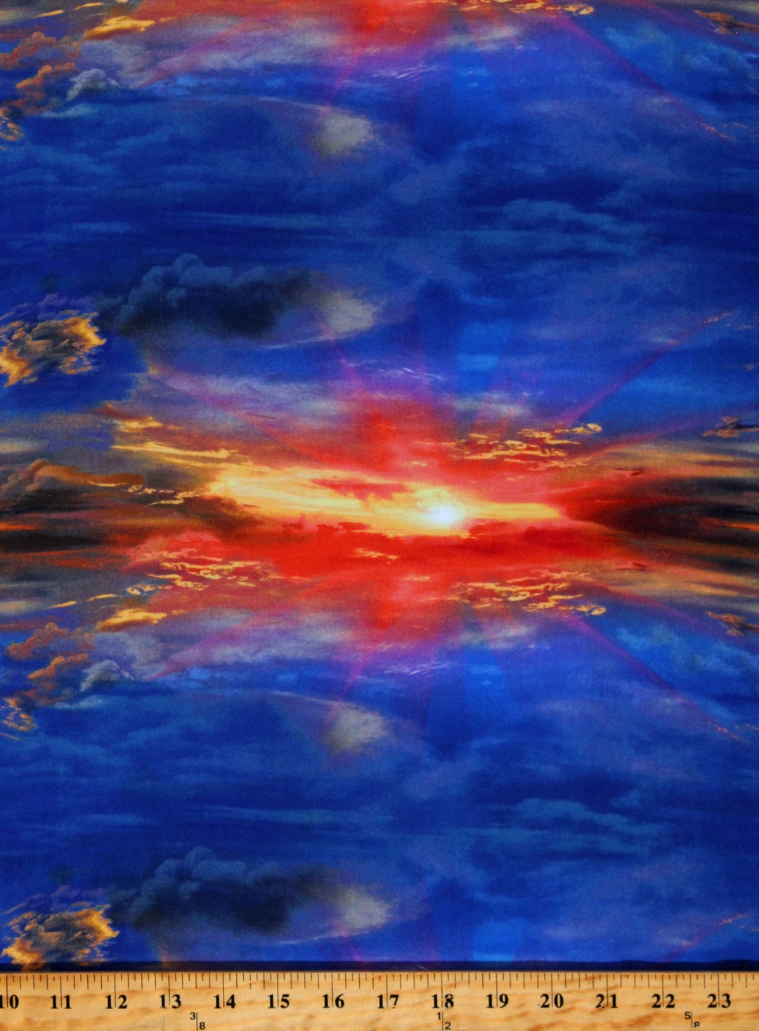 Cotton Sunset Sunrise Sky Clouds Landscape Sunset Poppies Cotton Fabric ...