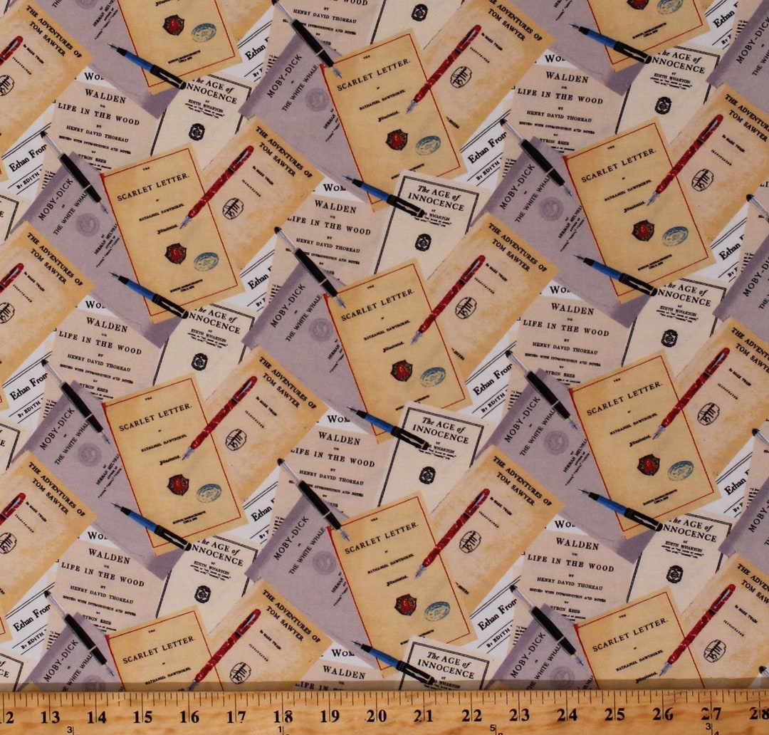 Cotton Book Cover Pages Pens Library Books Well Read Multicolor Cotton ...