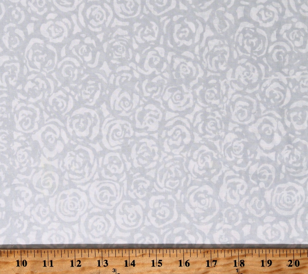 Cotton Batik Grey Roses Flowers Floral Valentine's Day Love Beauty and ...
