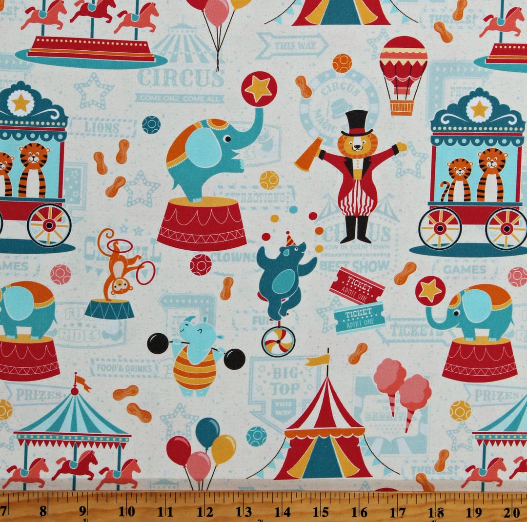 Cotton Circus Animals Tents Carousels Carnival Rides Under the Big Top ...