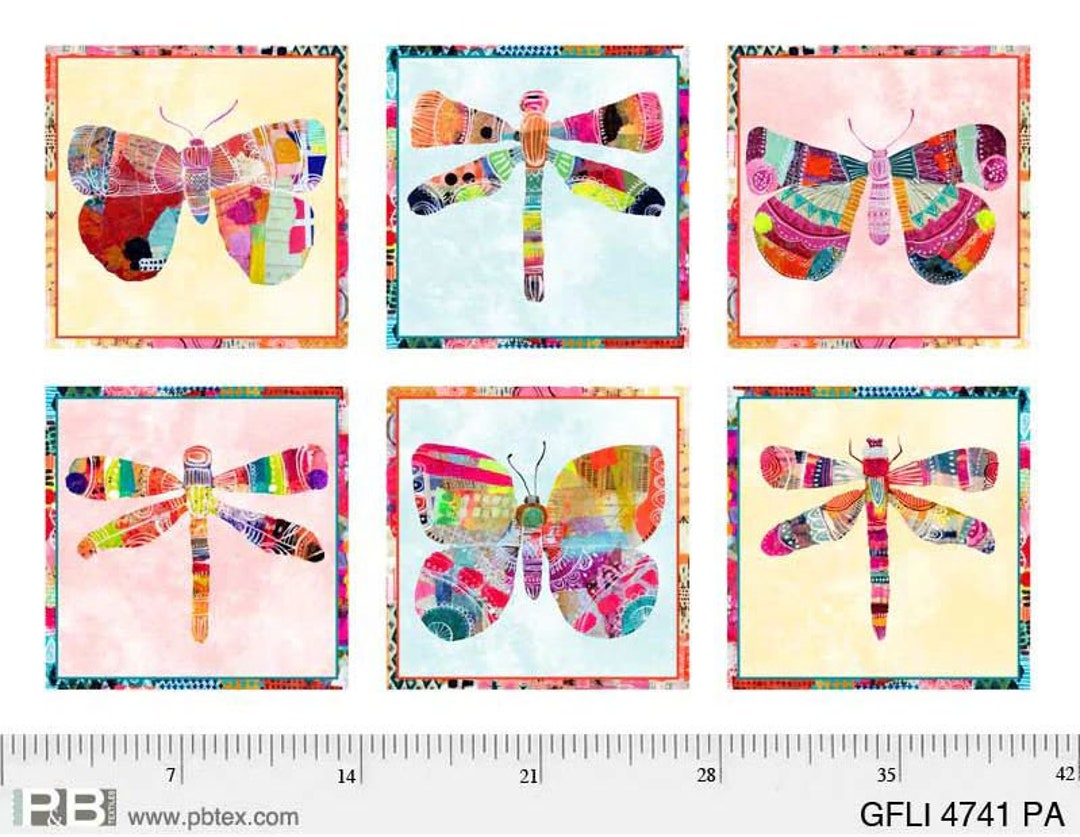29.25" X 44" Panel Butterflies Dragonflies Butterfly Insects Bugs ...