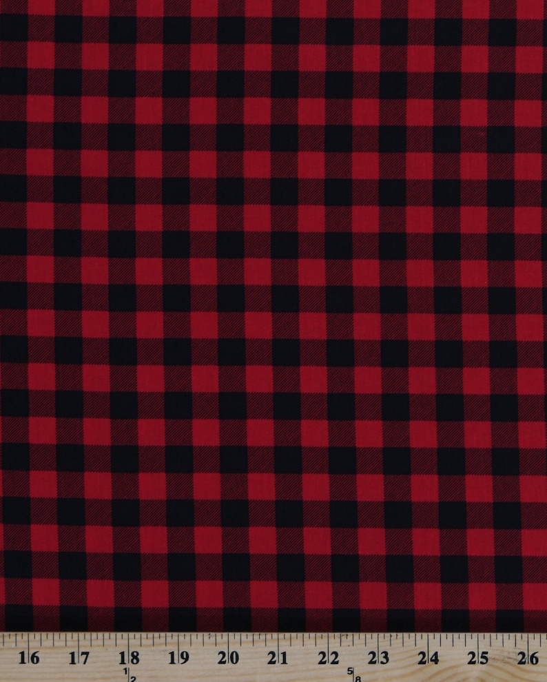 Cotton Red and Black Buffalo Check Plaid Cotton Fabric Print by the ...