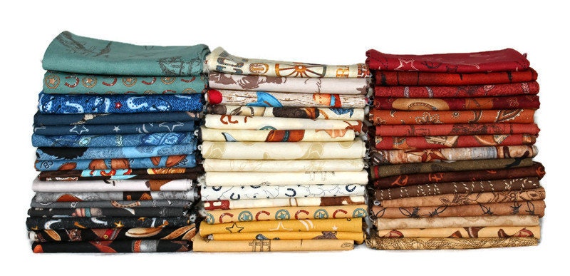 10 Fat Quarters - Assorted Western Cowboys Old West Out West Horses ...