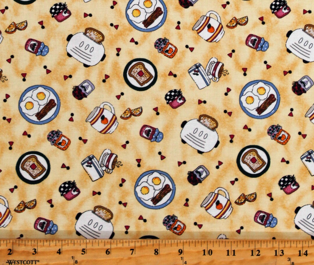 Cotton Breakfast Foods Bacon Eggs Toast Coffee Jam Breakfast Club ...