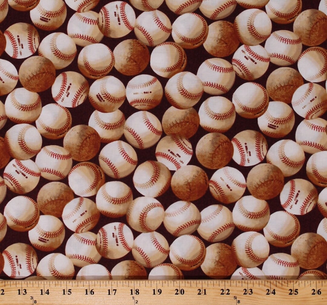 Cotton Baseballs Allover Balls Play Ball Sports Cotton Fabric Print by ...
