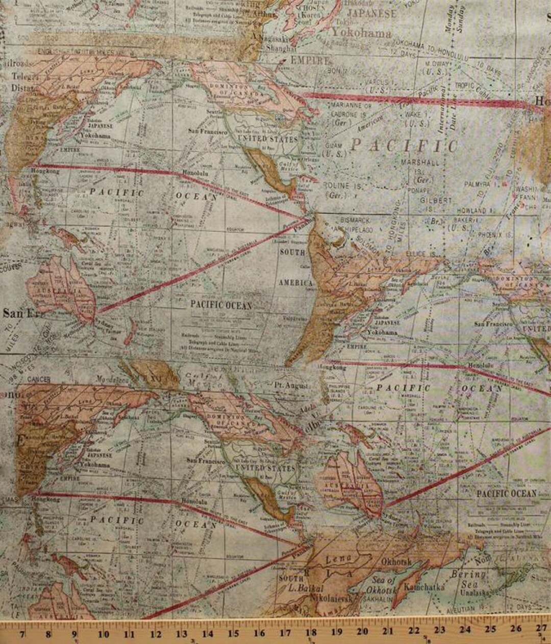 Cotton Expedition World Map North South America Australia Western ...