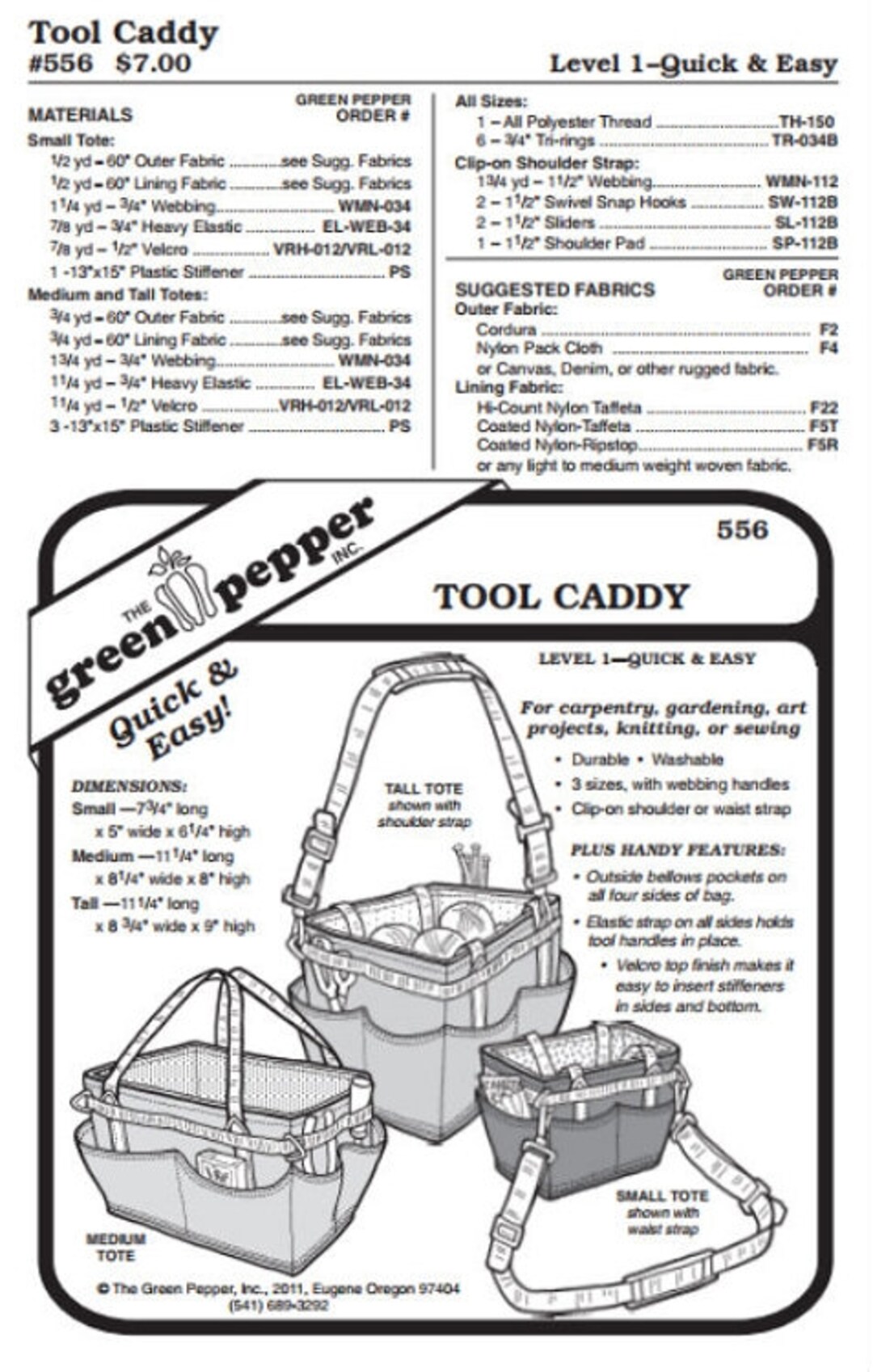 Gardeners Artists Carpenters Seamstress Knitters Tool Caddy Bag Tote ...