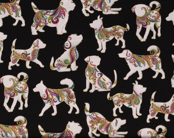 Cocker Spaniel Fabric Cocker Spaniel Coffee Dogs and Lattes Navy by ...