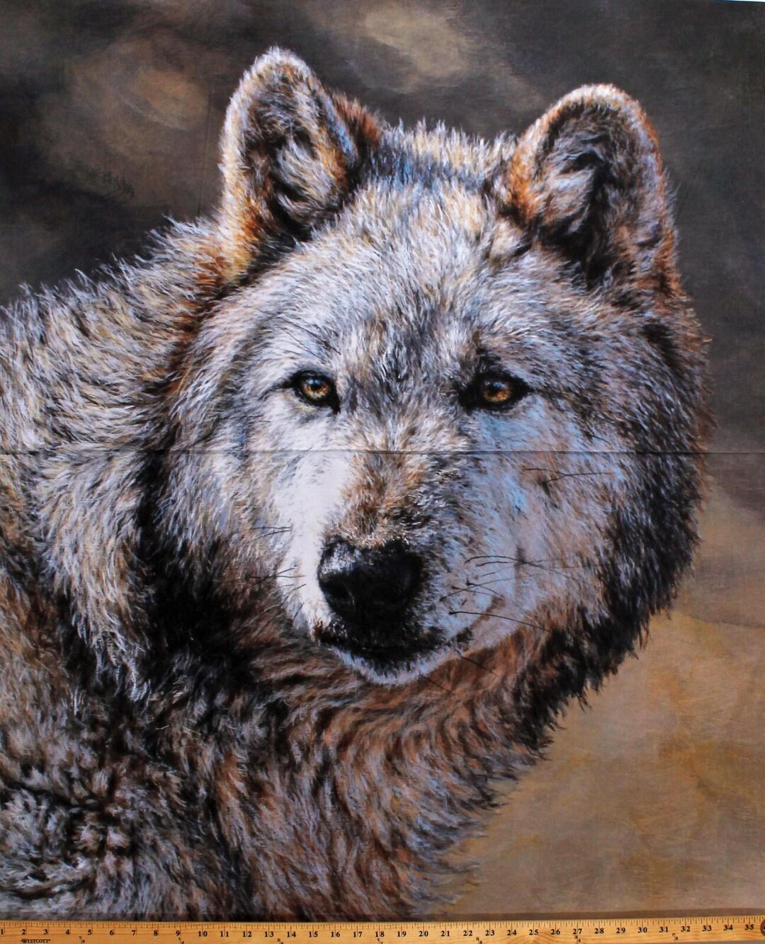 37" X 44" Panel Wolf Realistic Animal Gray Wolf Portrait Wild ...