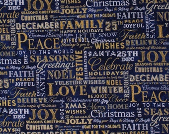 Holiday Traditions Fabric Christmas Toile in Blue by Aaron Gallen Blue ...