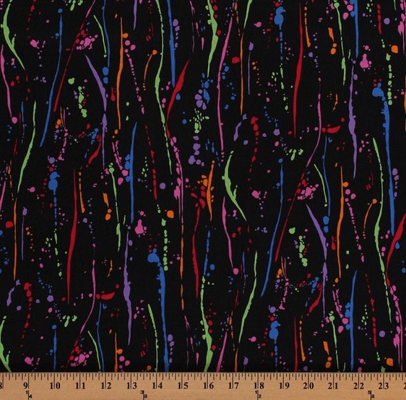 Cotton Colorful Paint Splatter Spots Painting Multi-Colored on | Etsy