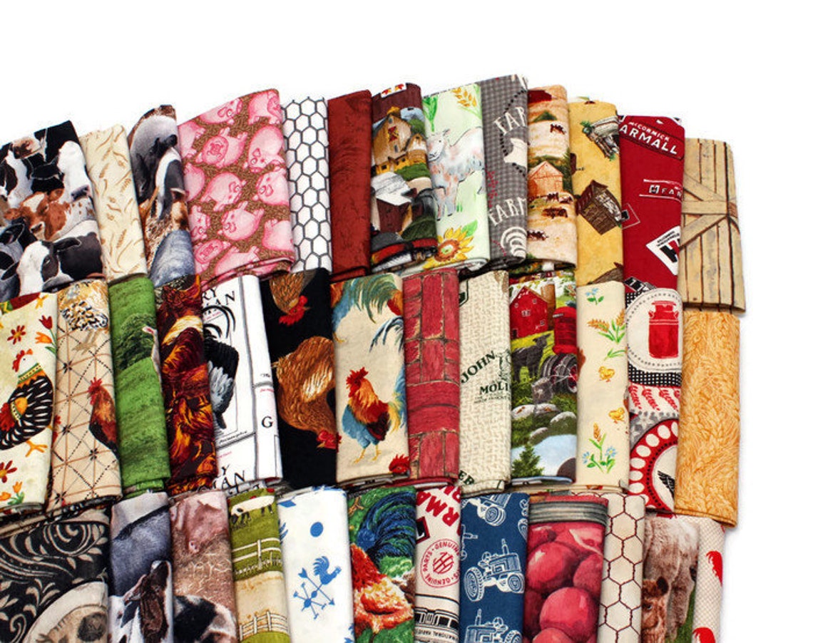 10 Fat Quarters - Farm Farming Country Hobby Farmer Ranch Orchard ...