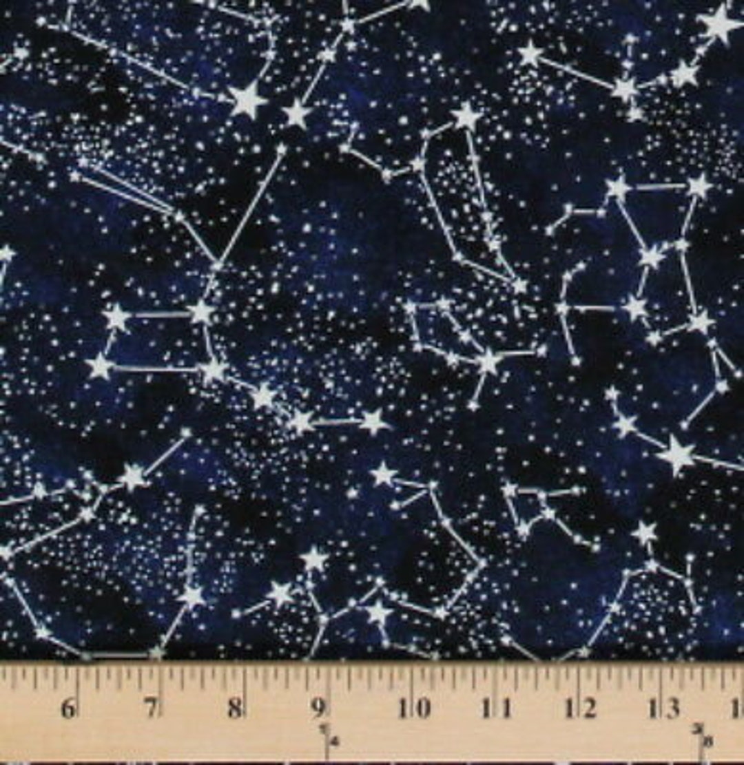Cotton Glow in the Dark Constellations Stars Midnight Cotton Fabric ...