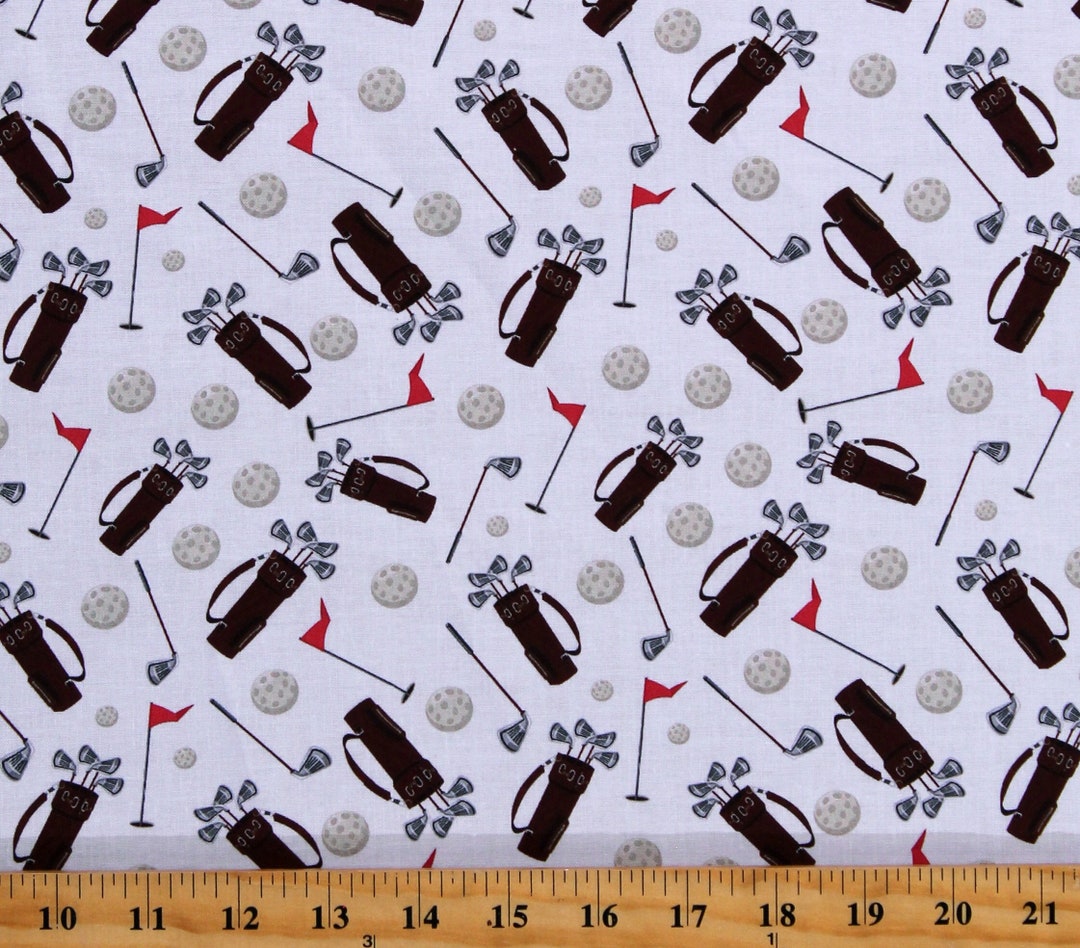 Cotton Golf Golfing Bags Balls Clubs Flags Sports White Cotton Fabric ...