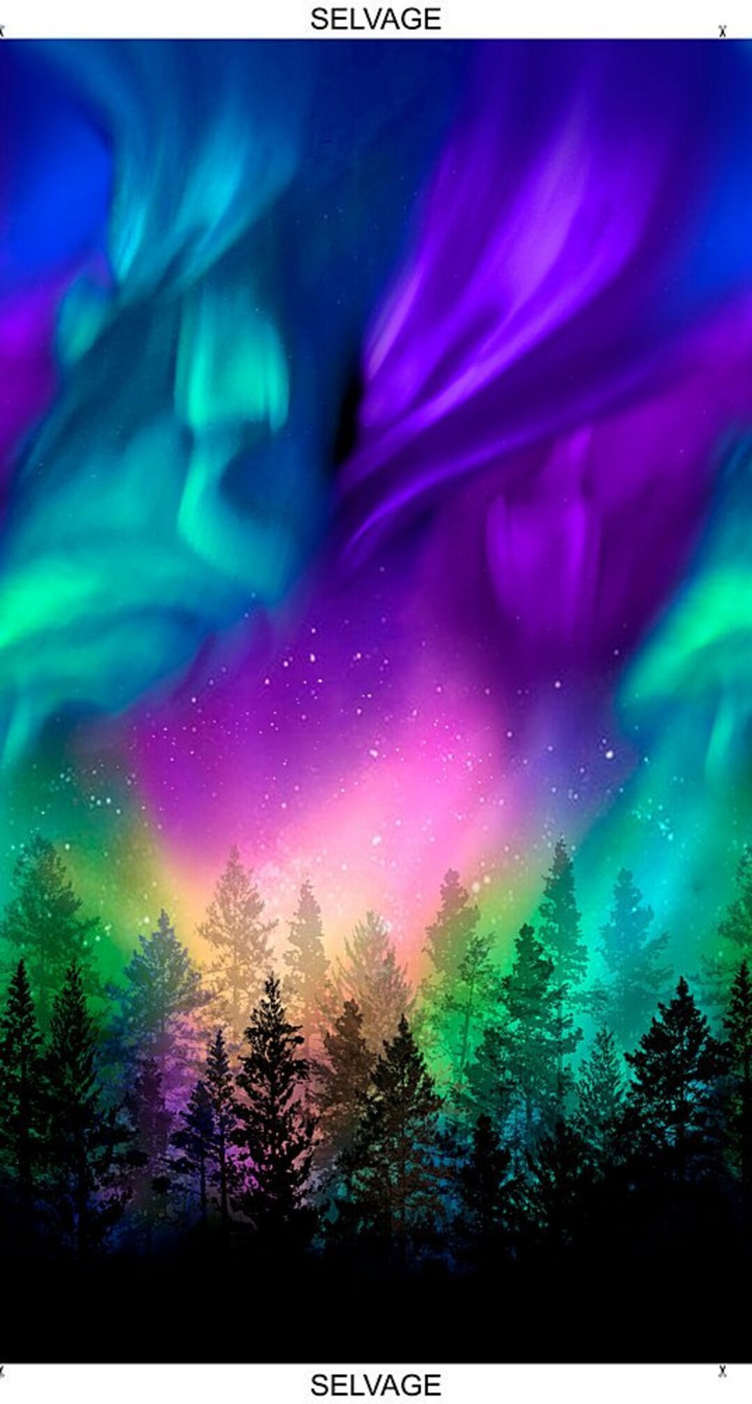 23.5" X 44" Panel Northern Lights Aurora Borealis Night Sky Stargazers ...
