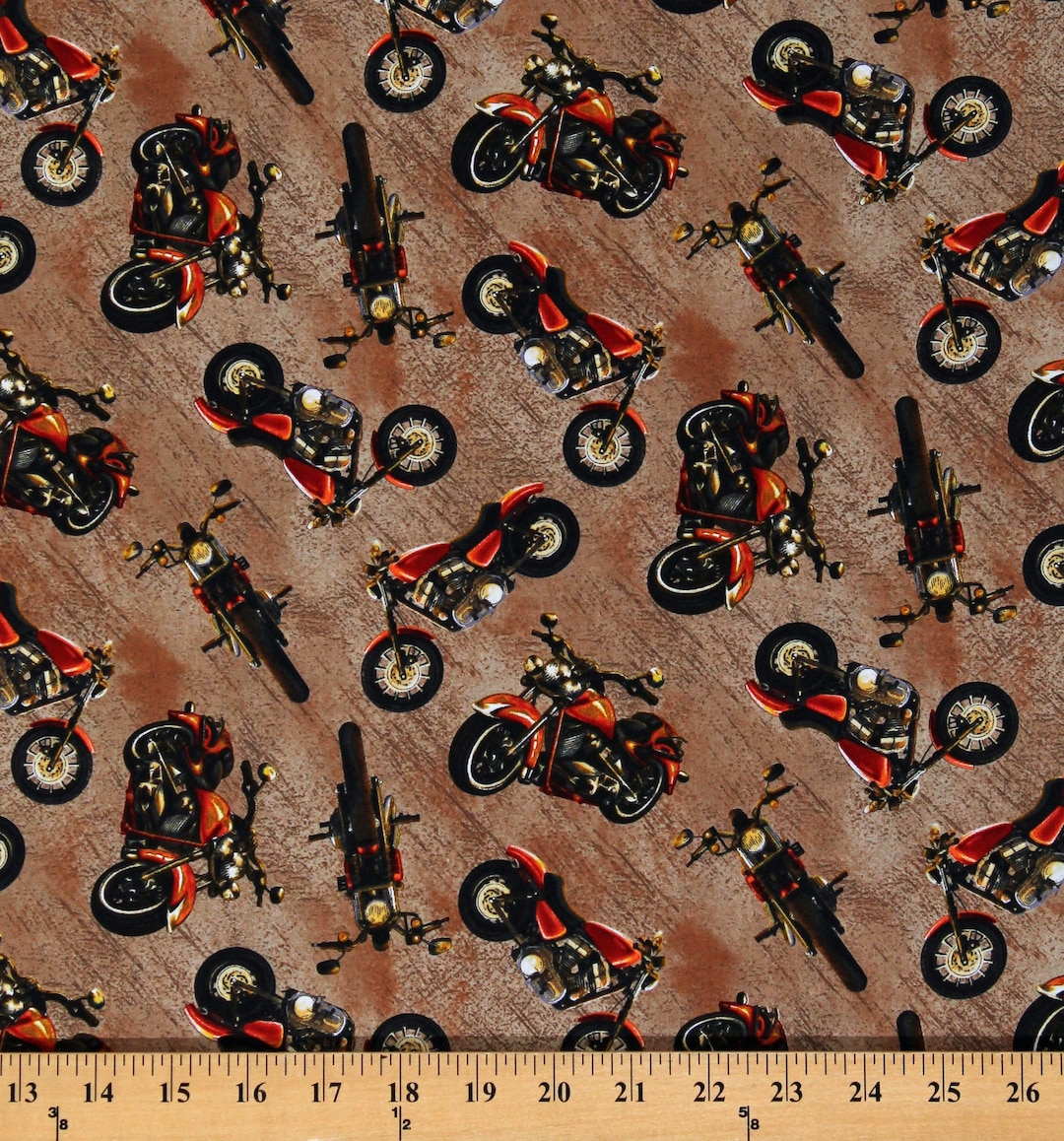 Cotton Motorcycles Bikes Bikers Transportation Live to Ride Brown ...