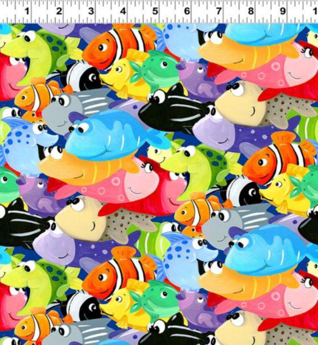 Cotton Packed Fish Under the Sea by Susybee Digital Colorful Allover ...