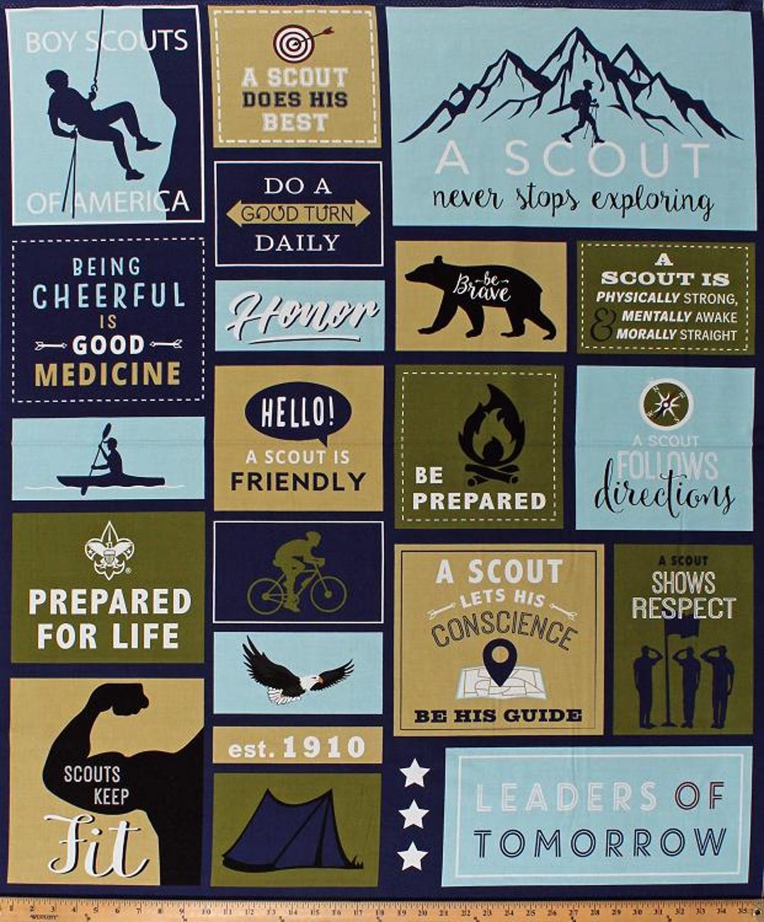 36" X 44" Panel Boy Scouts Motto Sayings "a Scout Is" Scout Law Quotes ...