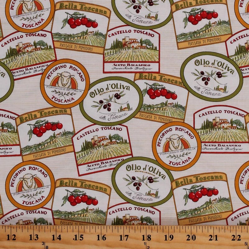 Italian Food Print Fabric - Etsy