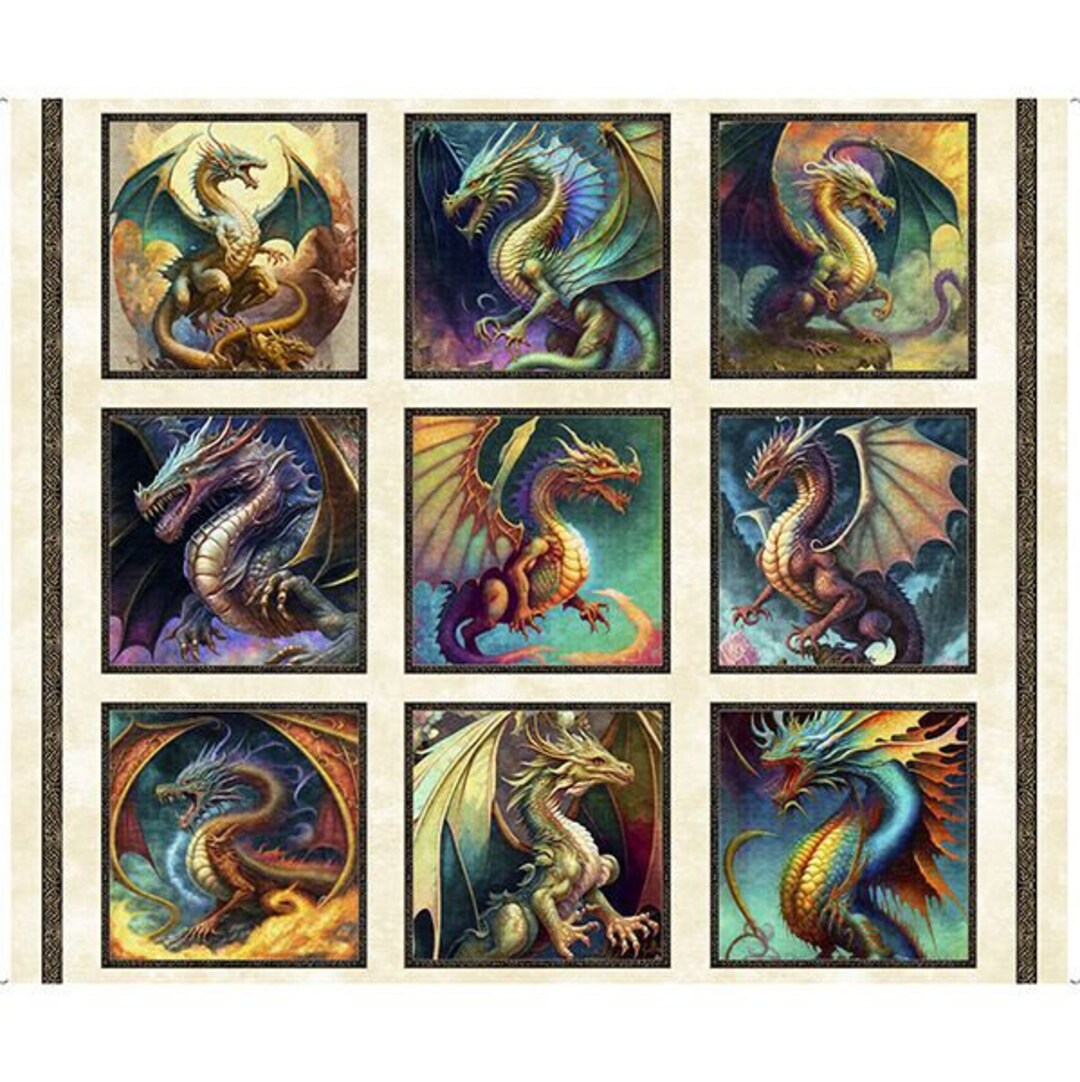 36" X 44" Panel Dragons Dragon Fyre Mystical Animals Creatures Kids ...