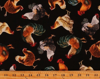 Chickens Fabric Chickens and Roosters by Dianamaine Country Rustic ...