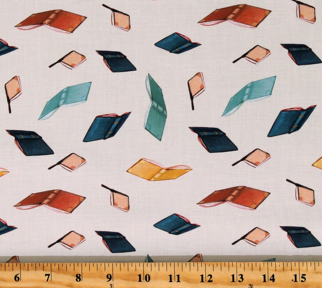 Cotton Books Allover on Cream Library Book Lovers Reading Dream World ...