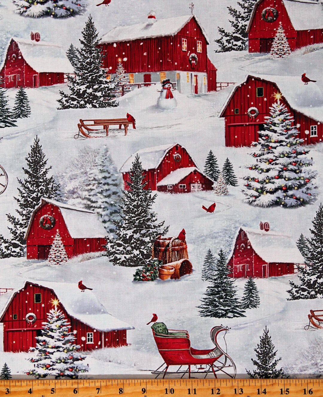 Cotton Barns Farm Scenic Landscape Winter Farmstead Friends Pale Blue ...