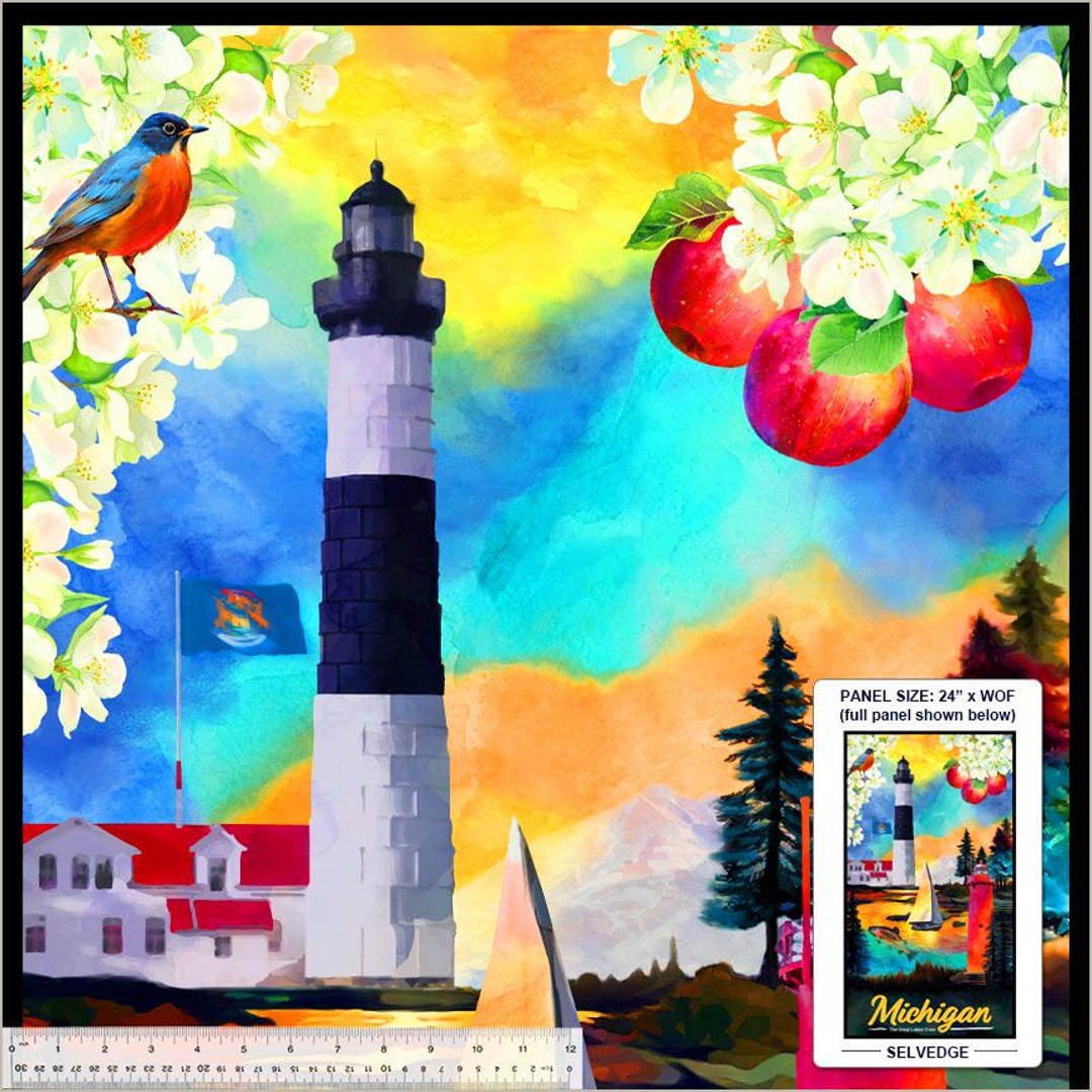 24" X 44" Panel Visit Michigan Lighthouse Panel State of Michigan Shop ...