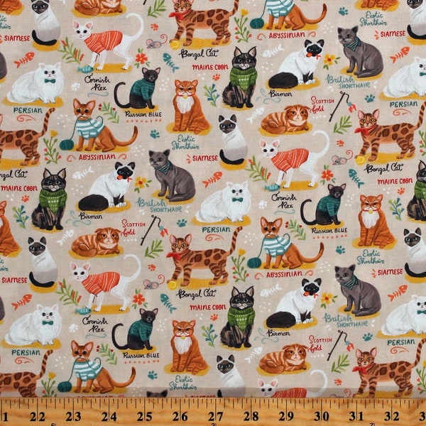 Cat Print Fabric - Etsy