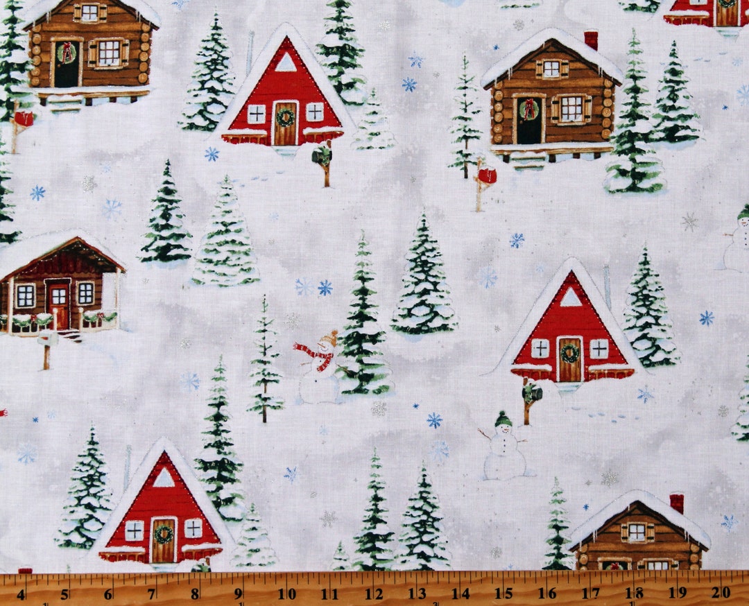 Cotton Cozy Cottage Houses Log Cabins Winter Village Town Christmas ...
