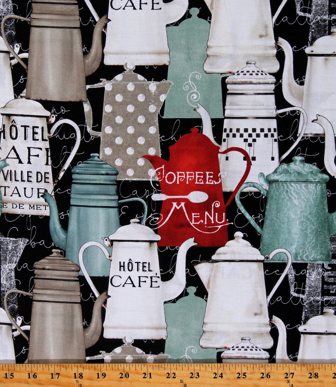 Cotton Coffee Chalk Kettles Chalkboard Beverages Barista Multicolor ...