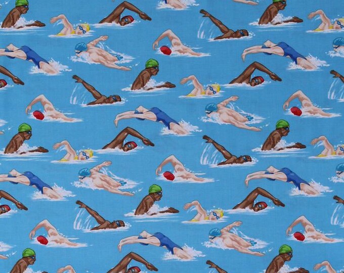 Swimmers Fabric Medium Blue by Landpenguin Ocean Pool Beach Tropical ...