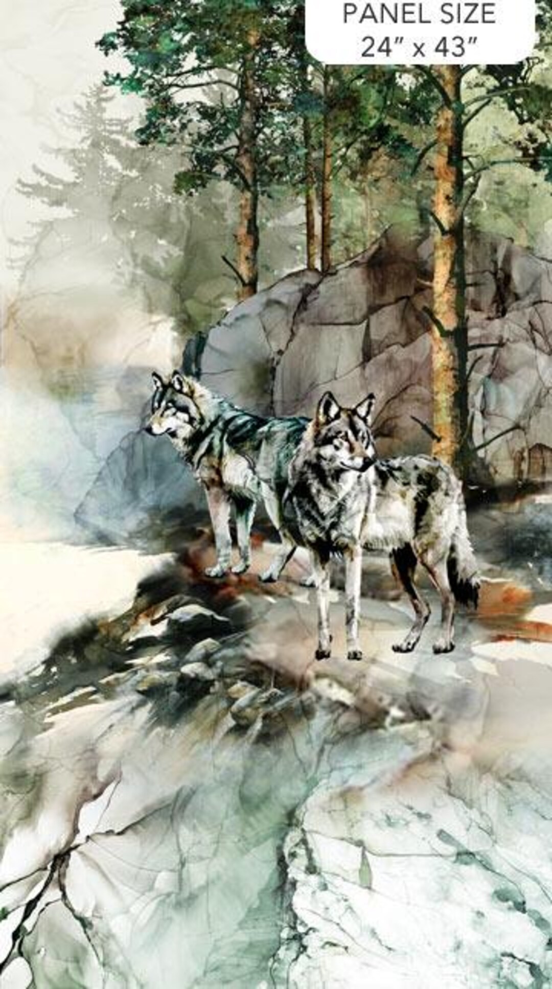 24" X 44" Panel Lone Wolf Wolves Animals Nature Woods Forests Northcott ...