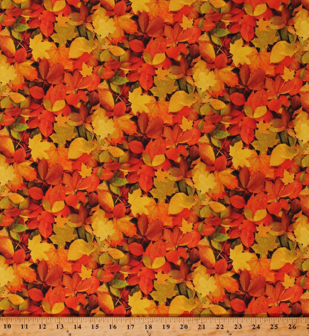 Cotton Autumn Fall Leaves Leaf Nature Landscape Seasonal Orange Cotton ...
