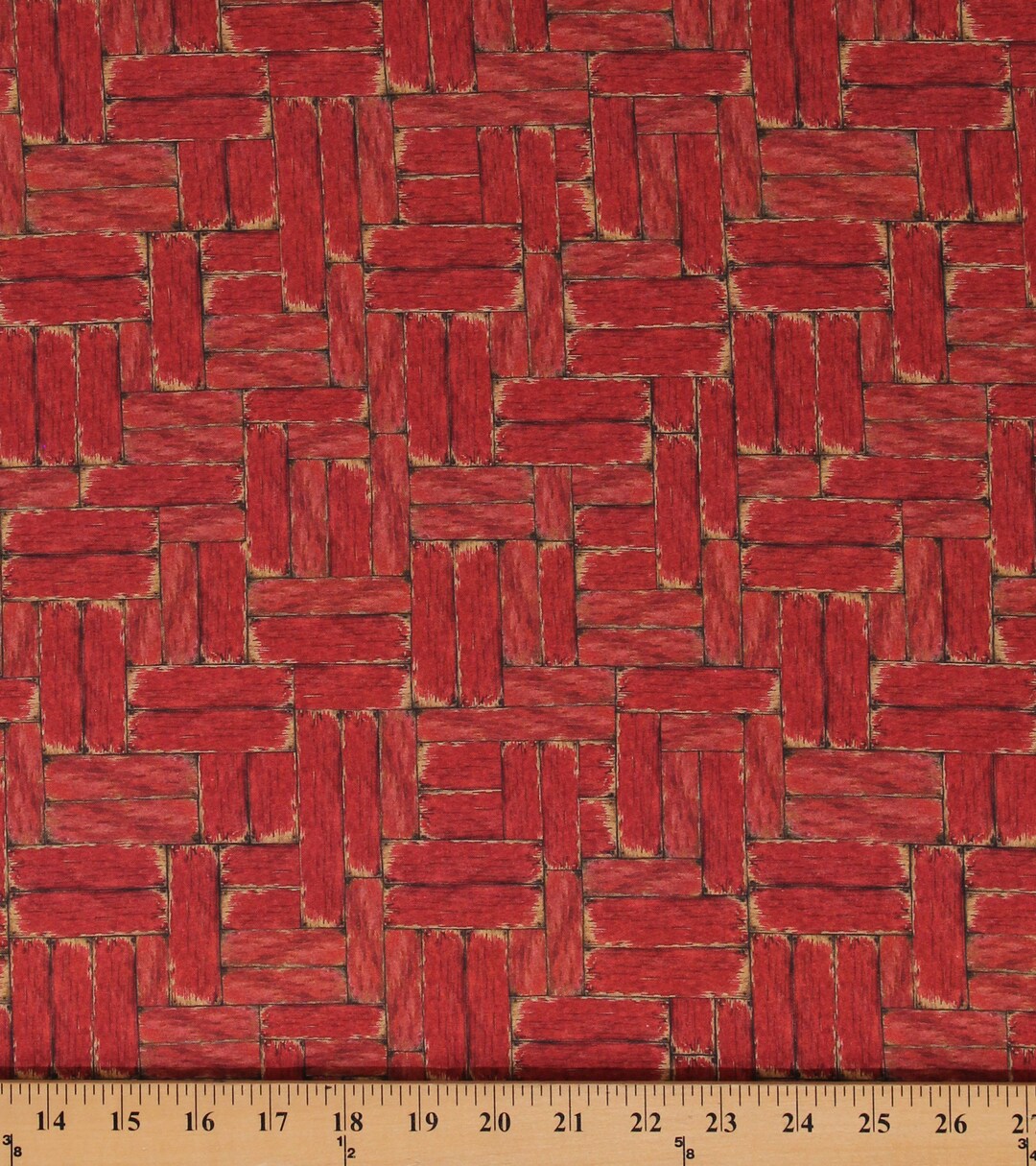 Cotton Wood Panels Farm Country Flock Wood Block Red Cotton Fabric ...