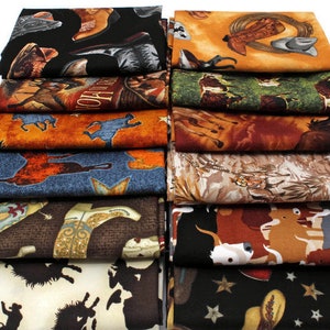 10 Fat Quarters - Assorted Western Cowboys Old West Out West Horses ...