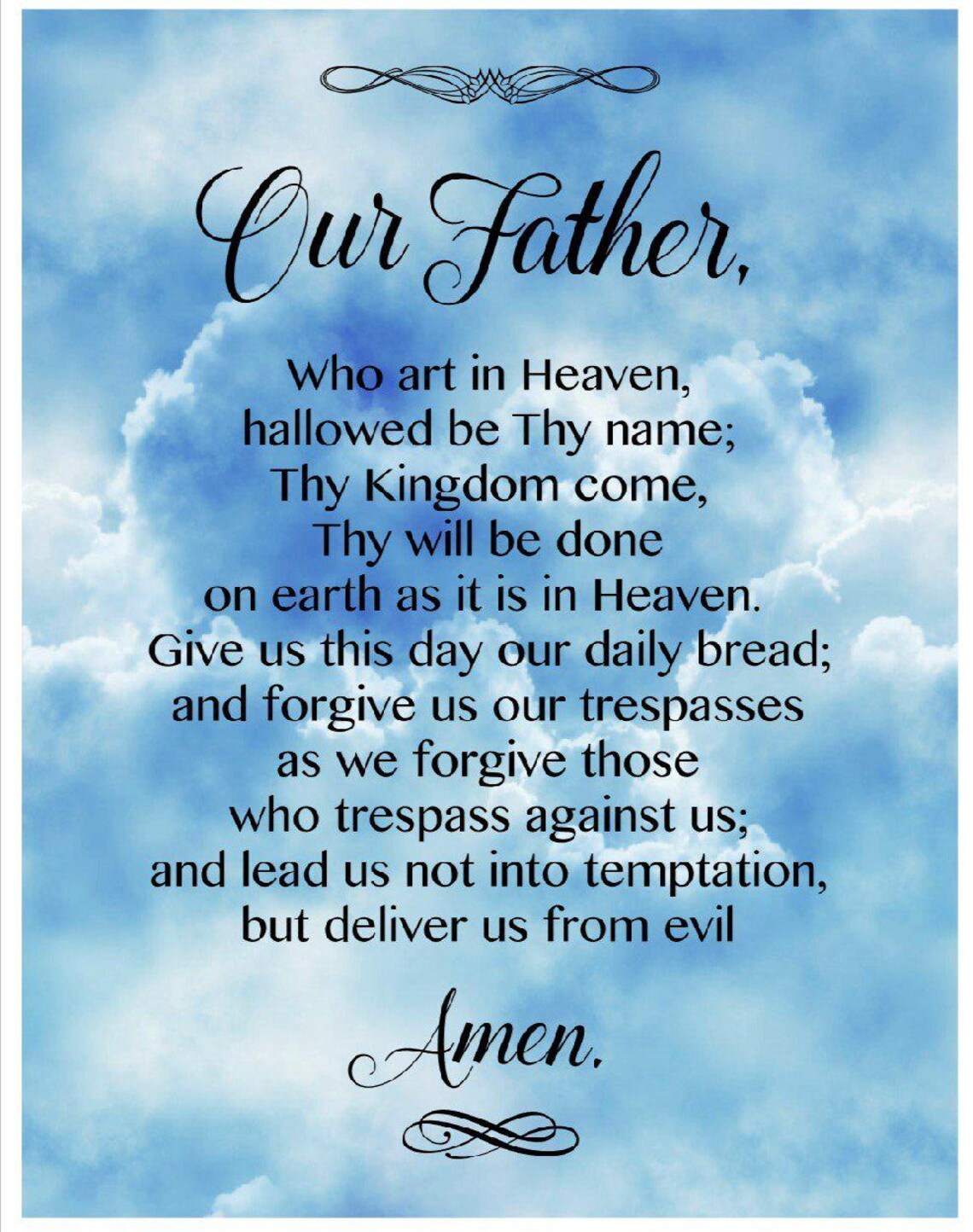 36" X 44" Panel the Lords Prayer Panel Spiritual Words Script Faith ...